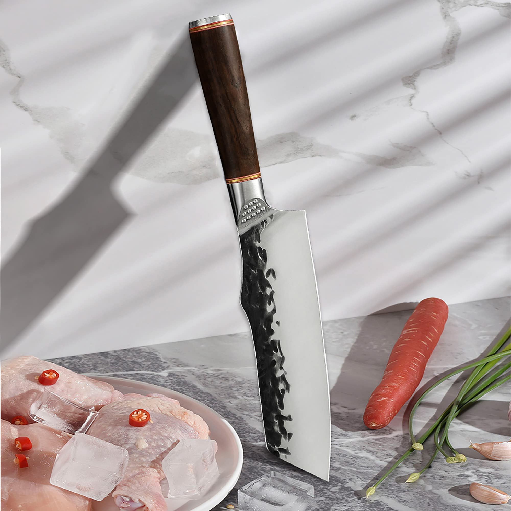 13pcs Serbian Chef Knife Set include sheath High Carbon Steel Cleaver Kitchen Knife Whole Tang Vegetable Cleaver Home BBQ Camping with Knife Bag