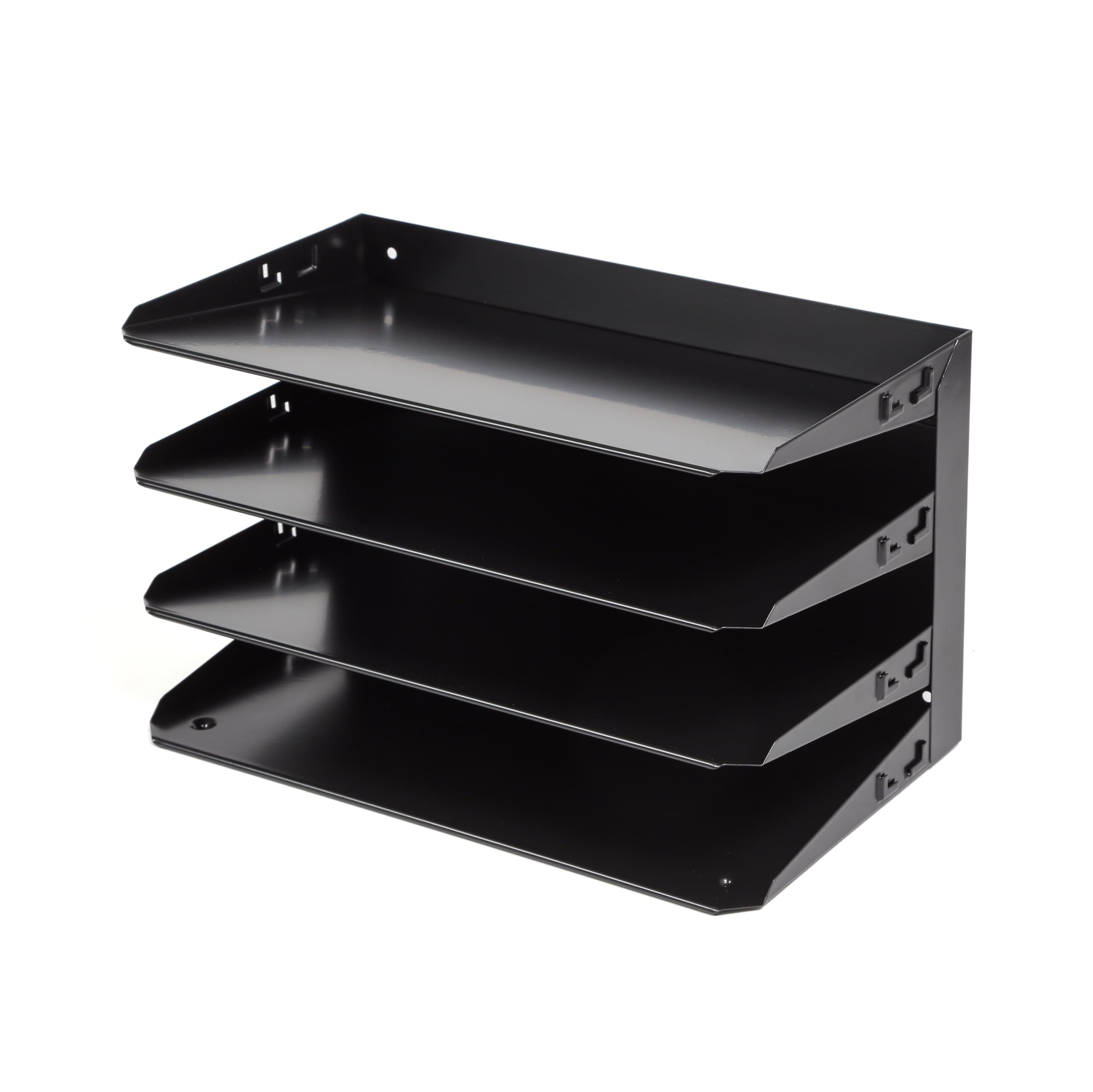 Huron Desktop Horizontal 4-Slot Legal File Binder Organizer Storage Letter Tray, Black Commercial Grade Steel