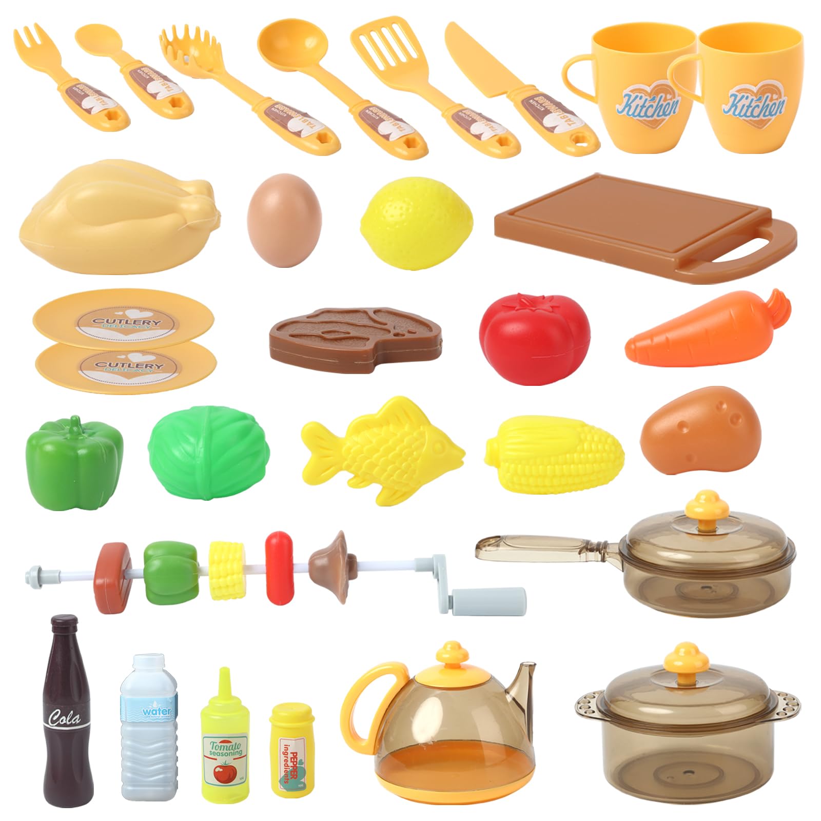 2 in 1 Kids Kitchen Playset & BBQ Grill Set, Toddler Play Kitchen with Realistic Light Sound Steam & Play Sink