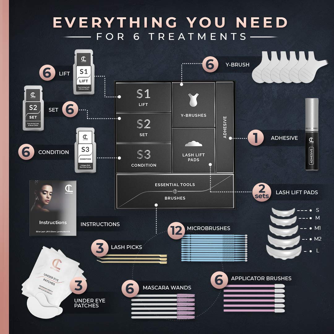 2 in 1 Lash Lift Kit and Brow Lamination Kit | Instant Perming, Lifting & Curling for Eyelashes & Eyebrows | Professional Salon Results Lasting 6-8 Weeks | Includes Glue & Supplies for 5+ Treatments