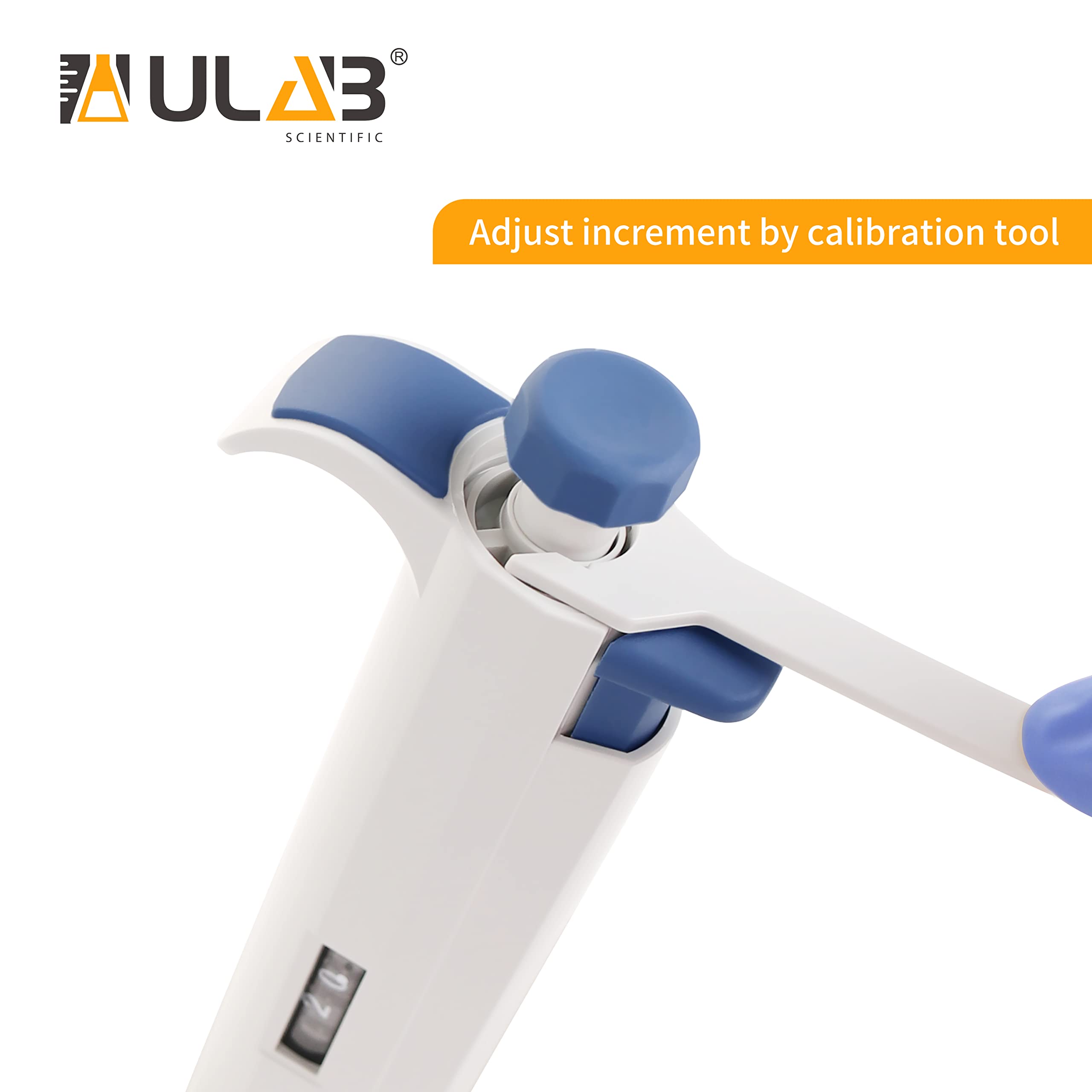 ULAB Single Channel Pipettor with Pipette Tips Offered, 1pc of Adjustable Volume Micro Pipette with Vol.Range.20-200μl, 1000pcs of Vol.200μl Pipette Tips in Yellow Color, ULH1020