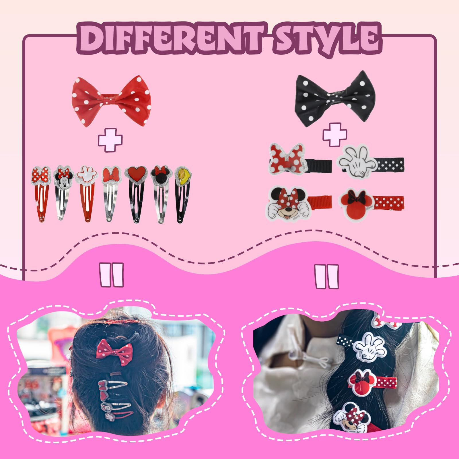 Disney Minnie Mouse Hair Accessories Set for Kids, Perfect for Parties, Sleepovers and Makeovers, Ages 3+, By Townley Girl