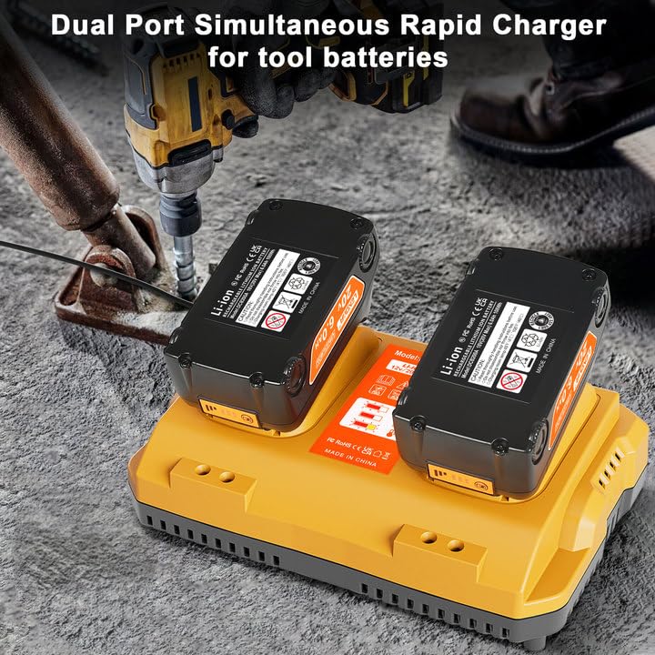 20v Max Battery Replacement for Dewalt 20V 7.0Ah Battery 2Pack with DCB102 Battery Charger Station for DCB201 DCB204