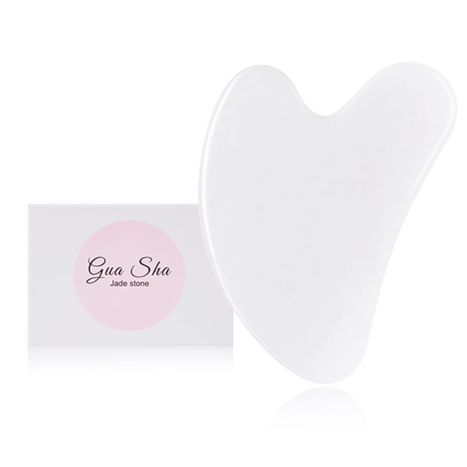 Biee Gua sha tool for face,natural jade gua sha stones,gua sha massage tool,Suitable for the face, neck, shoulders, arms, legs (WHITE)