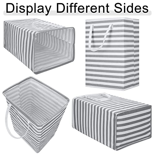6 Pcs Laundry Hamper 75L Large Collapsible Laundry Baskets Freestanding Dirty Clothes Hamper Waterproof Clothes Hampers Organizer with Easy Carry Handles for Laundry Clothes Bedroom (Gray, White)