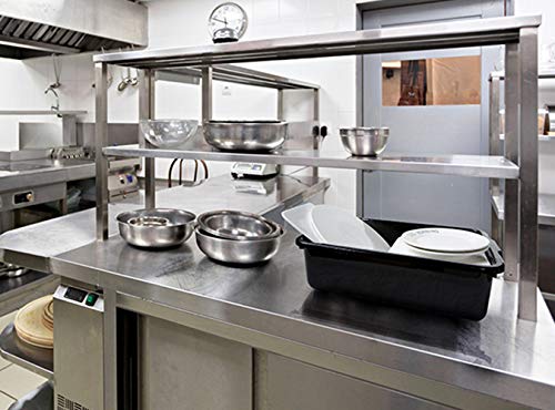 4-Pack Commercial Bus Tubs 8 Litre, Black Plastic Bus Box/Tote, Bus Wash Dish Basin Pans