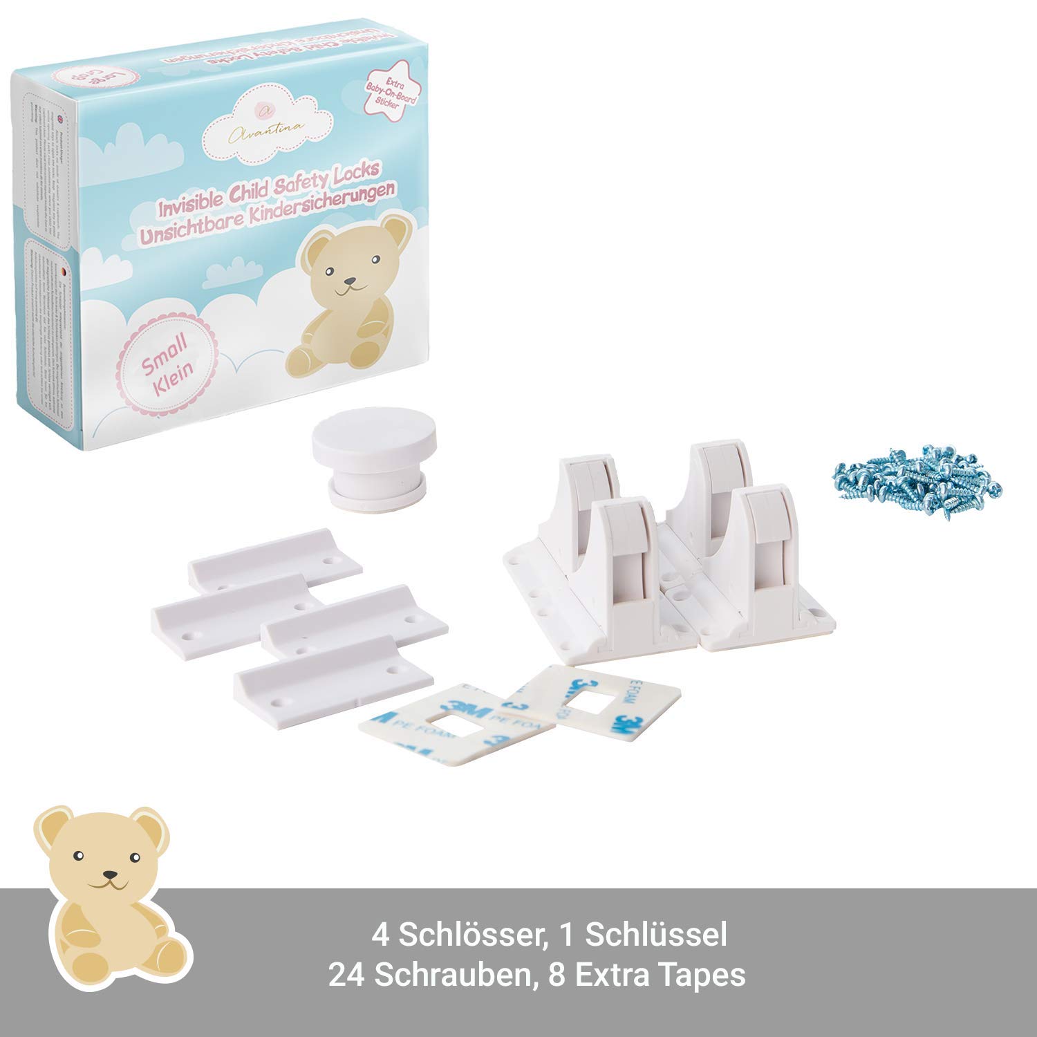 Avantina Cabinet Locks Child Safety I 4X Magnetic Cabinet Locks I Baby Proofing and Easy to Install I for Cabinets and Drawers