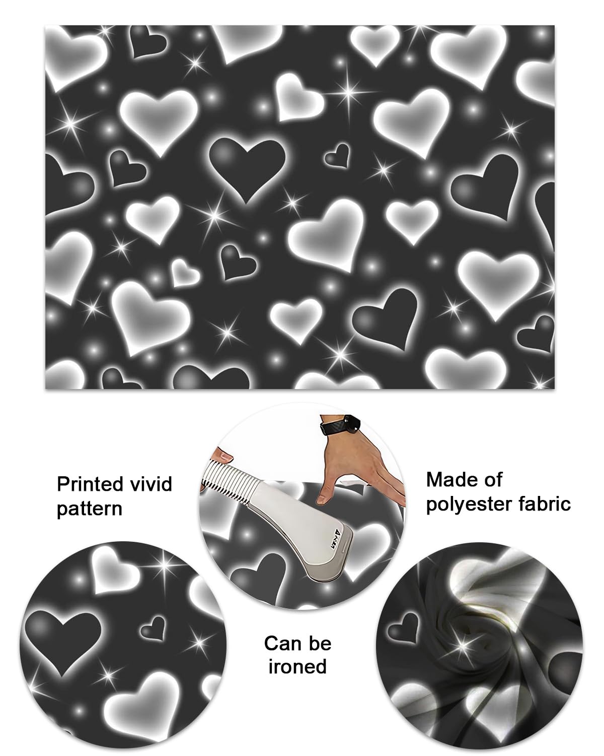 Mocsicka Black Heart 2000s Backdrop for Photoshoot Old School Photography Background 2000s Heart Valentine's Day 90s Banner Photo Booth Studio