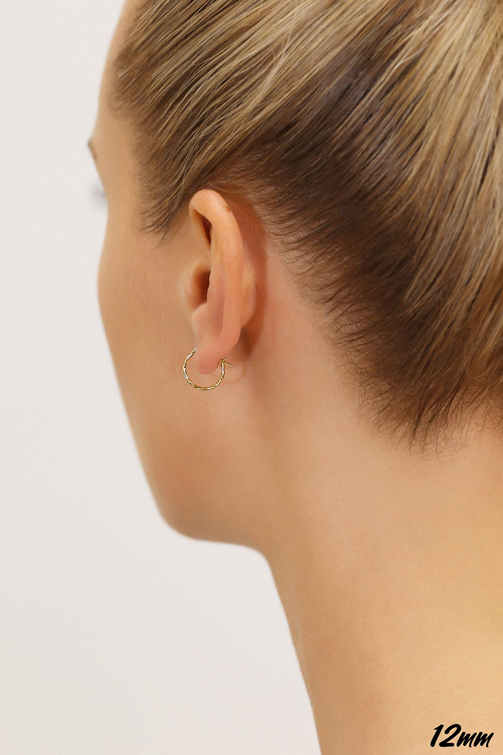 14k Yellow Gold Twisted Round Hoop Earrings (12mm)……