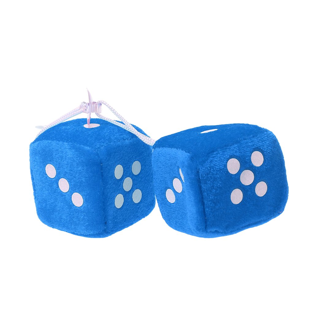 A FEI 1 Pair Fuzzy Dice Dots Rear View Mirror Hanger Decoration Car Styling Accessorie