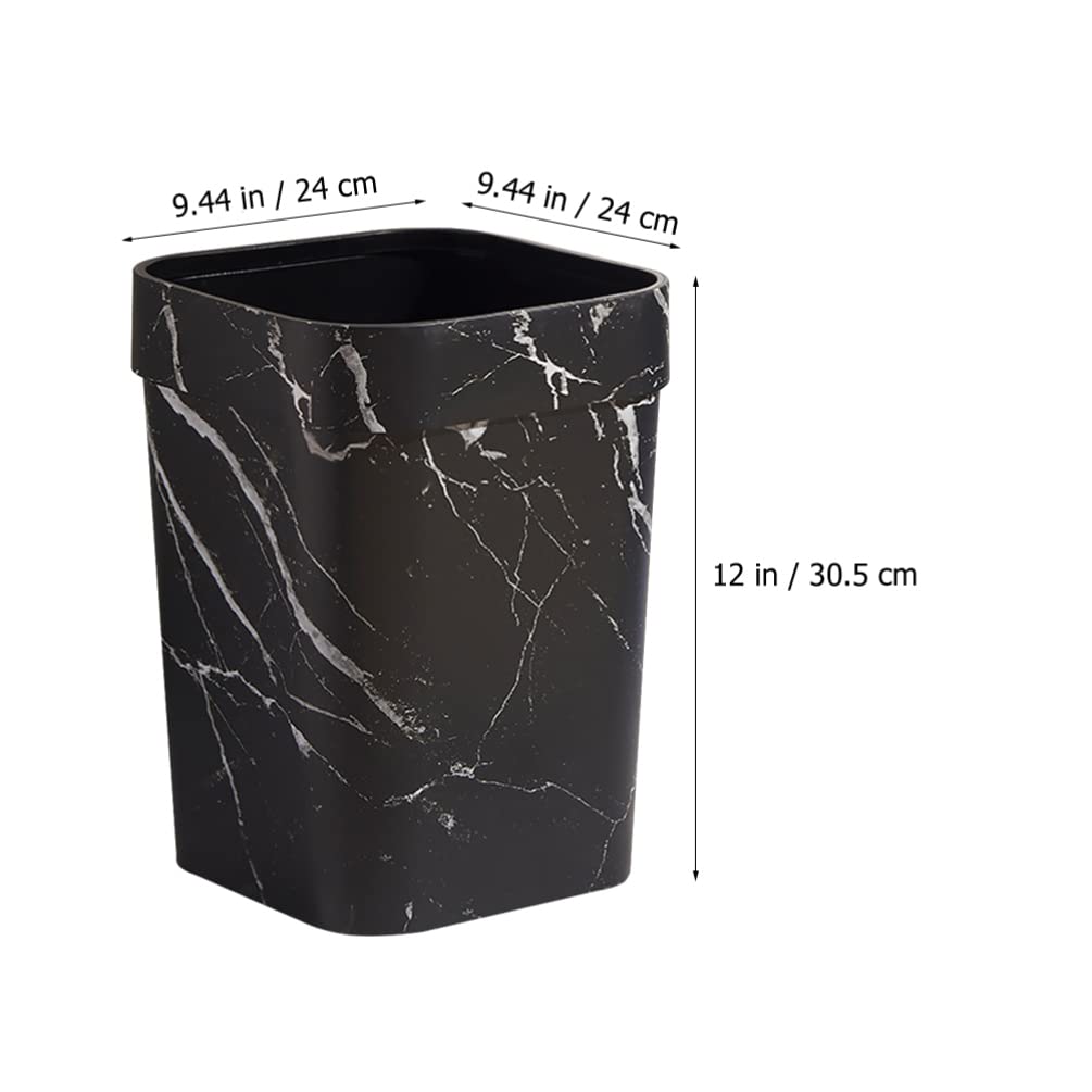Zerodeko Waste Basket Square Small Trash Can Plastic Small Wastebasket Black Garbage Container Bin Garbage Can for Home, Kitchen, Bathroom, Office (14 L) Black Bathroom Decor