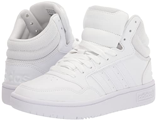 adidas Women's Hoops 3.0 Mid Basketball Shoe, White/White/Dash Grey, 8