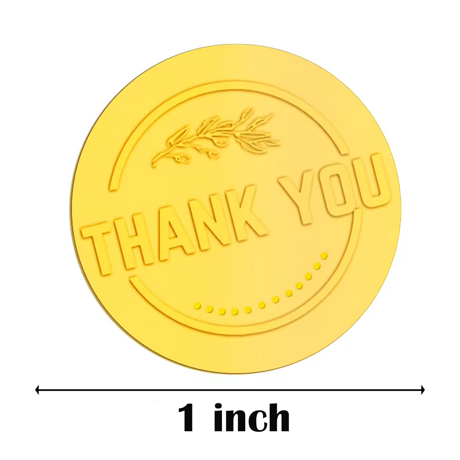 1inch Round Thank You Self Adhesive Gold Foil Embossed Stickers, Decorative Sealing Stickers for Envelope Seals, Decoration, Gifts, Packaging, 500 Labels Per Roll, 1 roll