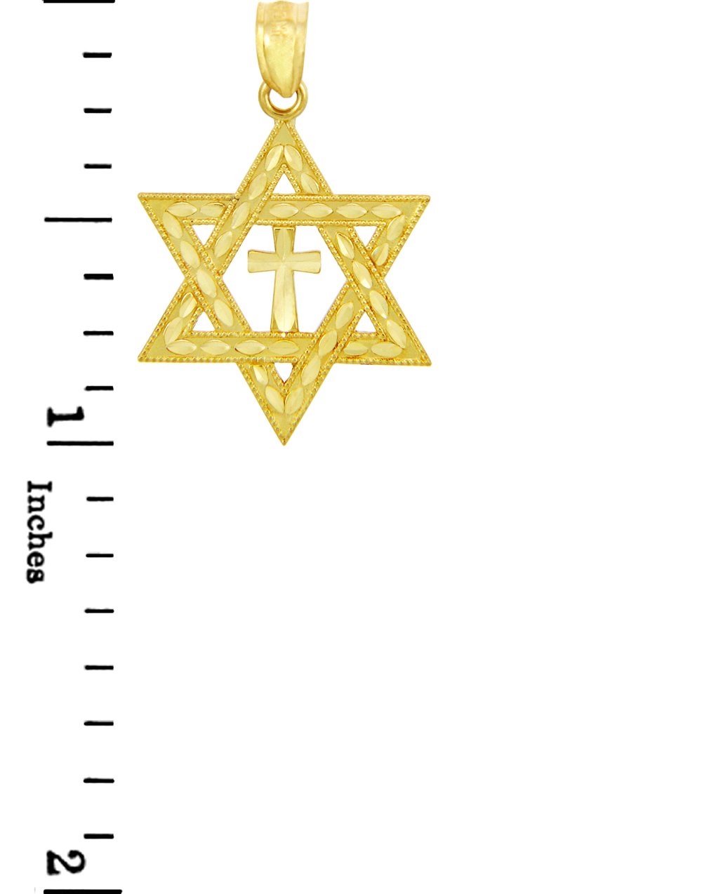 10k Gold Jewish Charm Center Cross Star of David Pendant