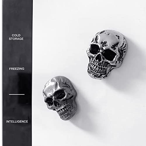 6 Pcs Skull Refrigerator Magnets,Cool,Strong,Cute,Funny Goth Fridge Magnets for Adults, for Kitchen Decor,Office Whiteboards, and Lockers, Pins for Maps, Calendars, Files, Notes, and Photos (Sliver)