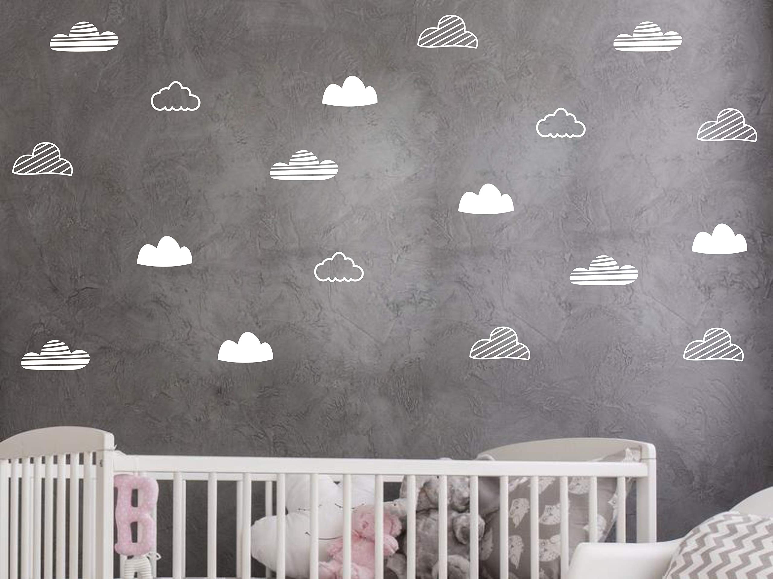 Cloud Wall Decals Wall Decor Kids Room Cloud Wall Stickers Vinyl Decals for Baby Boys Girls Nursery Toddler Room Decor Wall Stickers Nursery A64 (White)