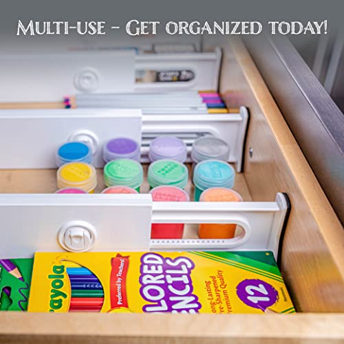 Adjustable Drawer Dividers - Lock in Place, Non-Slip, Expandable Separators, No Tools Required. Great Organizer for Closet, Dresser, Drawer, Office Desk and Kitchen Organization. (4-PACK)