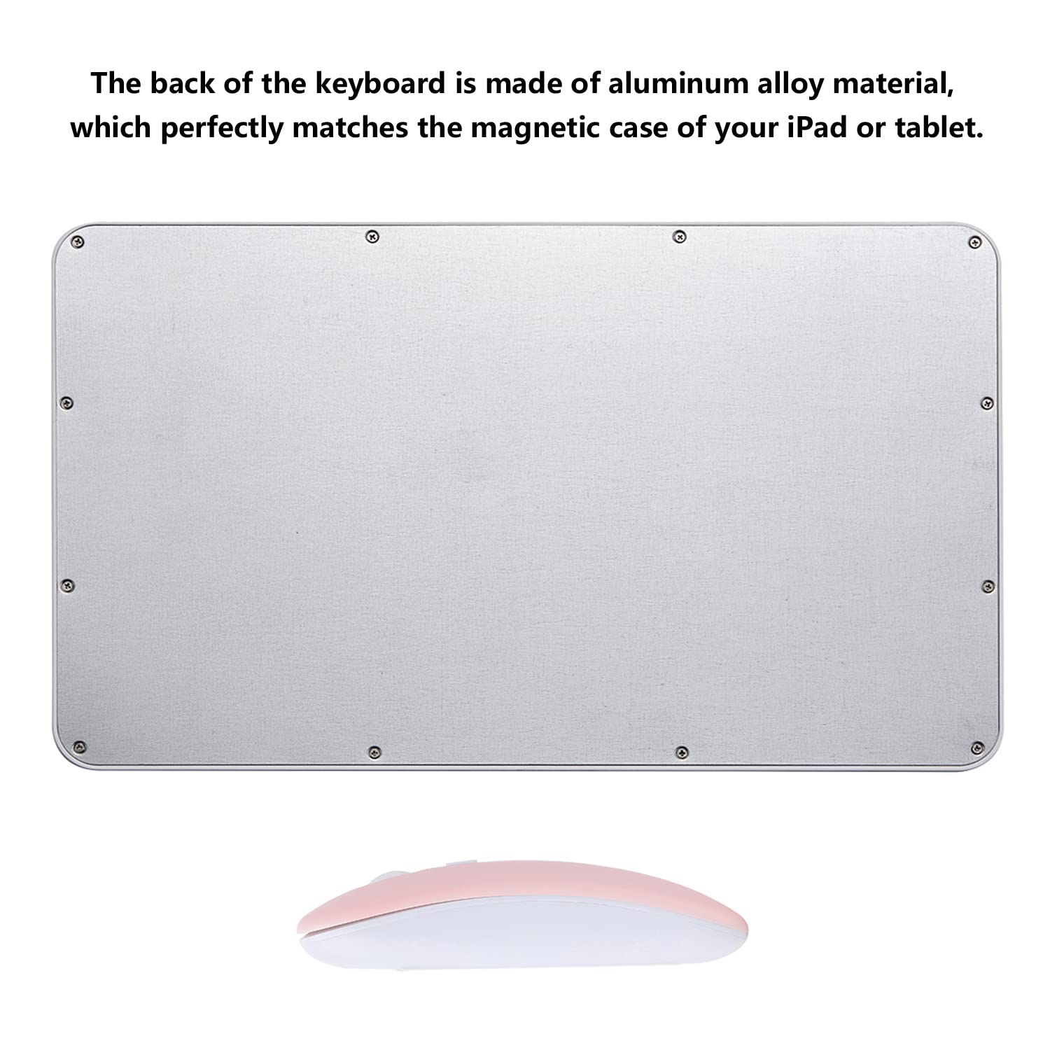 Rechargeable Bluetooth Keyboard and Mouse Combo Ultra-Slim Portable Compact Wireless Mouse Keyboard Set for Android Windows Tablet Cell Phone iPhone iPad Pro Air Mini, iPad OS/iOS 13 and Above (Pink)