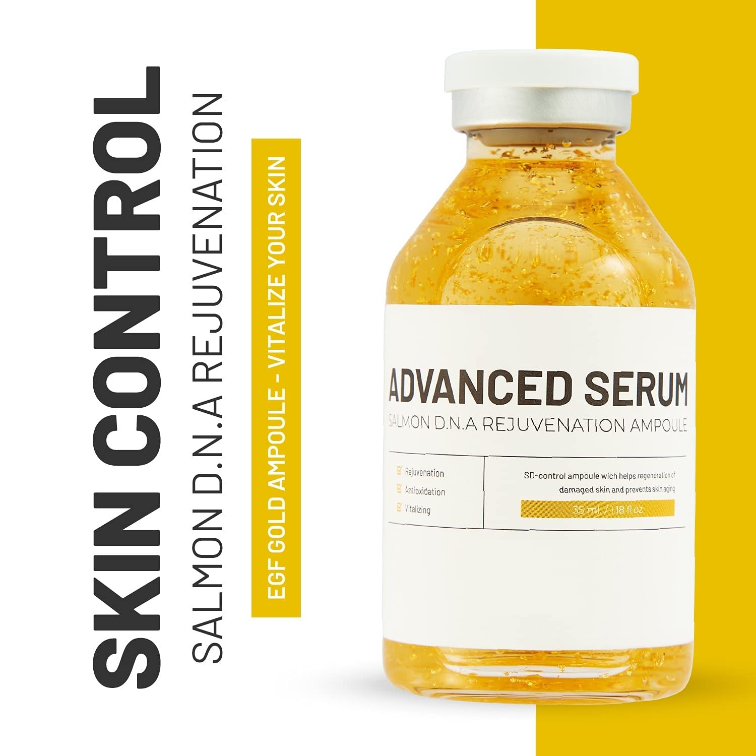BRÜUN SD - Control Salmon DNA Ampoule - Micro Needling Korean Serum Booster for Face and Body to Use with and without Derma Pen Microneedling Skin Care Serum 1.18 fl.oz