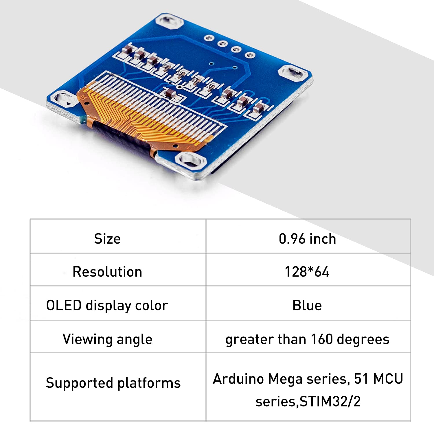 YLKOVA OLED 0.96 Inch OLED Display Module IIC SSD1306 128 64 LCD Blue with Du-pont Wire 40-Pin Female to Female, I2C Serial Self-Luminous Display Board, for Ar duino UNO R3 STM