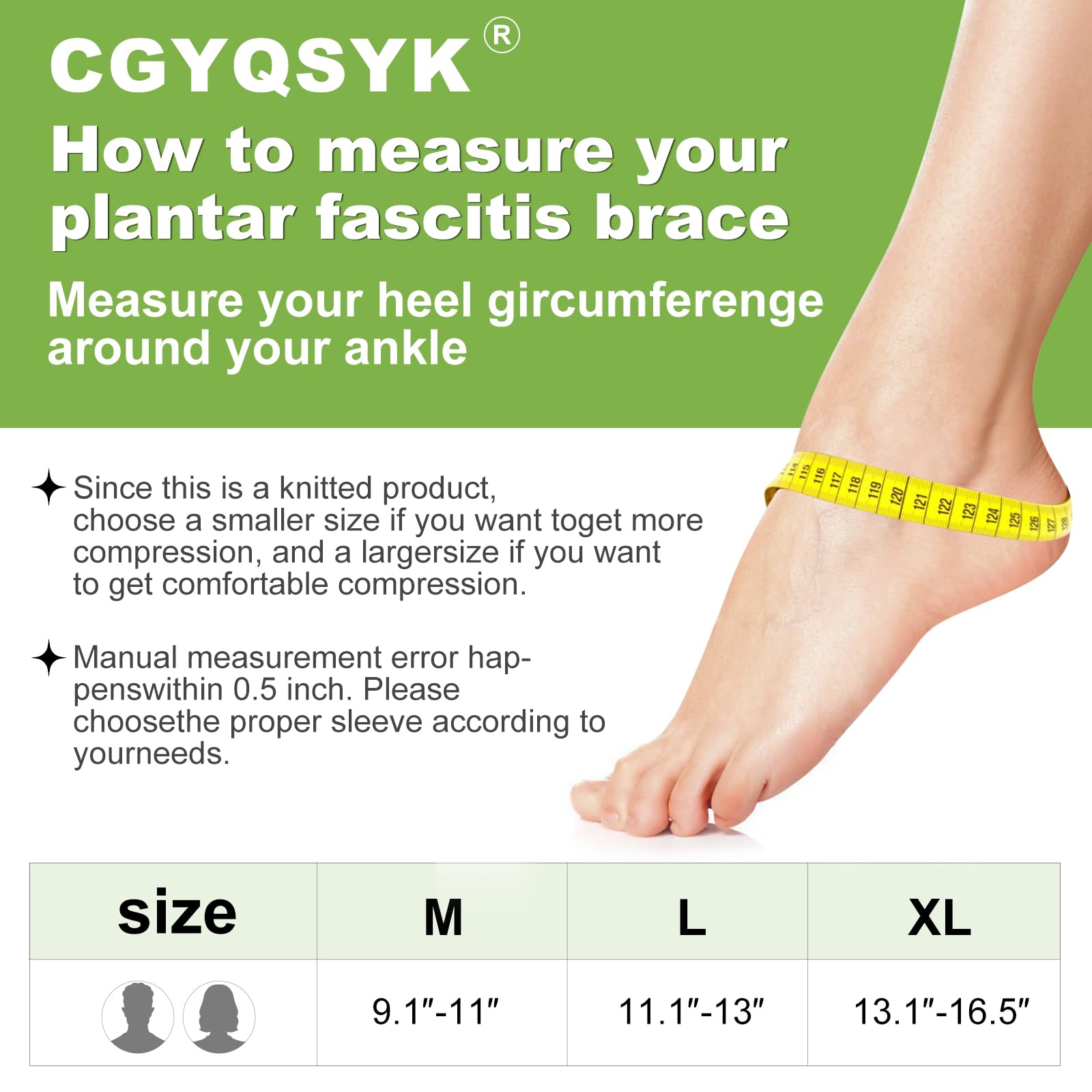 cgyqsyk Ankle Brace, Adjustable Compression Ankle Support Men & Women, Strong Ankle Brace Sports Protection, Stabilize Ligaments-Eases Swelling and Sprained Ankle（ Large, Green, 1