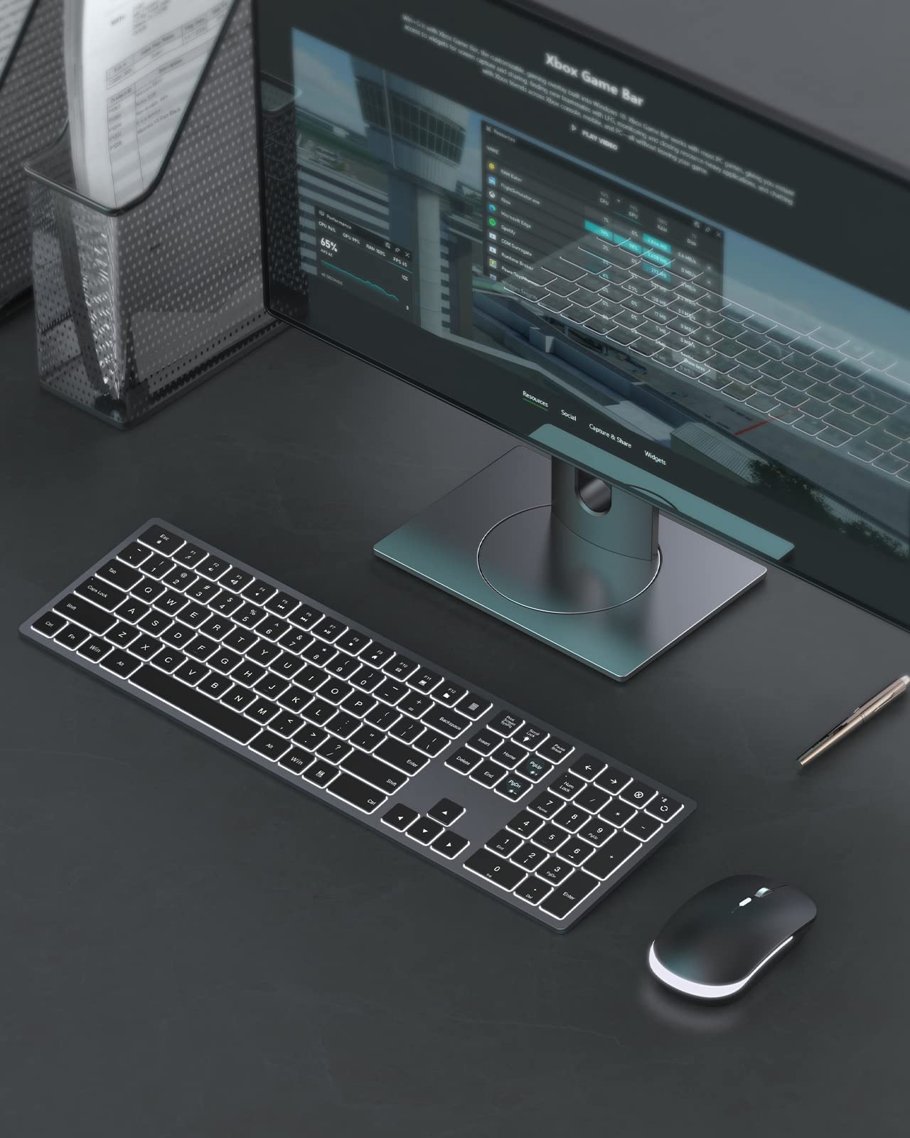 seenda Wireless Backlit Keyboard and Mouse Combo, 2.4G USB Silent Keyboard and Mouse Rechargeable Full-Size Ultra Slim Keyboard & Mouse Set for Windows PC Computer, Laptop, Desktop
