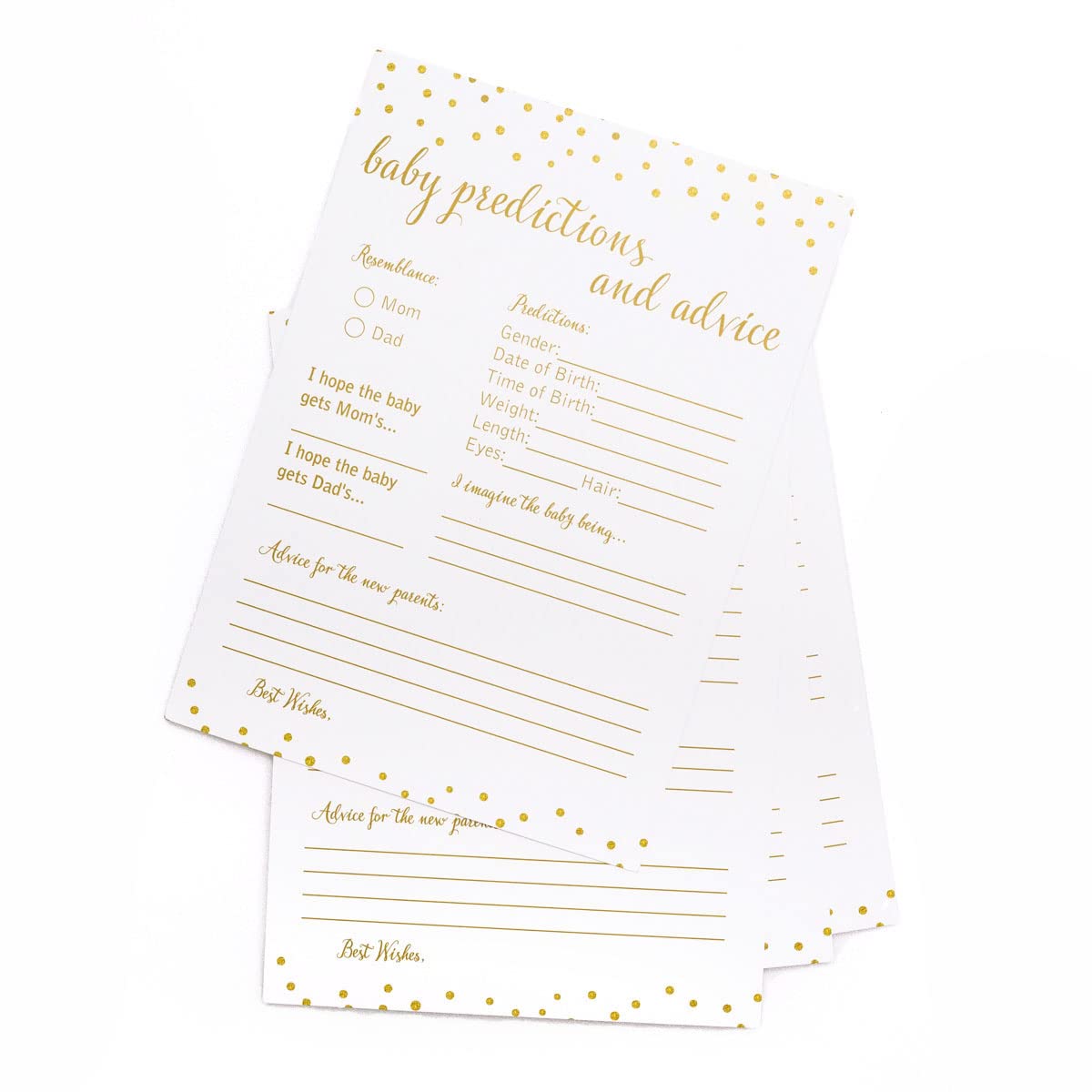 50 Baby Predictions and Advice - Gold Confetti - Baby Shower Game, New Mom & Dad Card or Mommy & Daddy To Be, Girl or Boy Babies New Parent Message Advice Book, Fun Gender Neutral Party (50-cards)