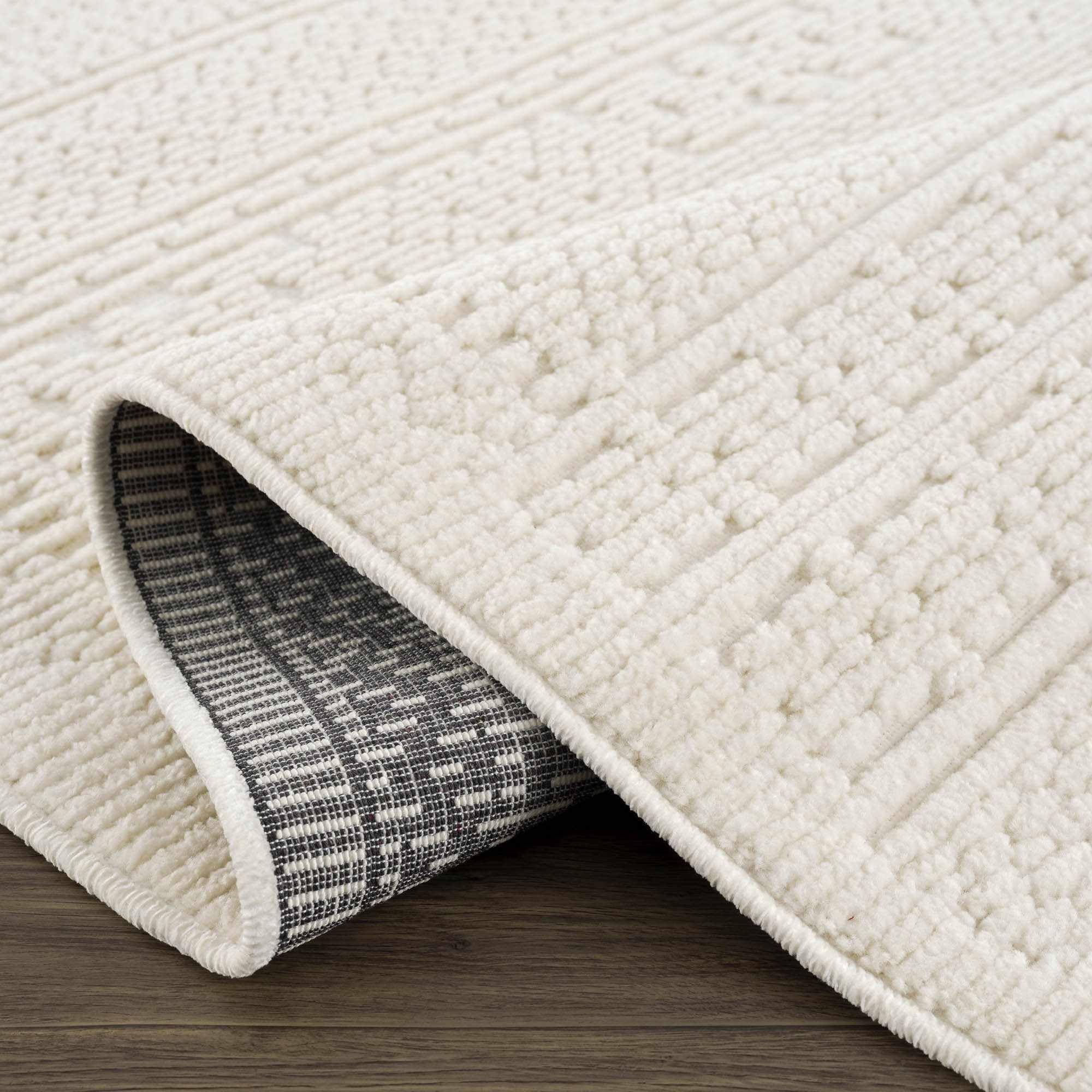 Hauteloom Bahar Living Room, Bedroom Machine Washable Area Rug - Bohemian Modern Farmhouse - Moroccan Transitional - White, Off White, Light Cream - 7'10" x 10'1"