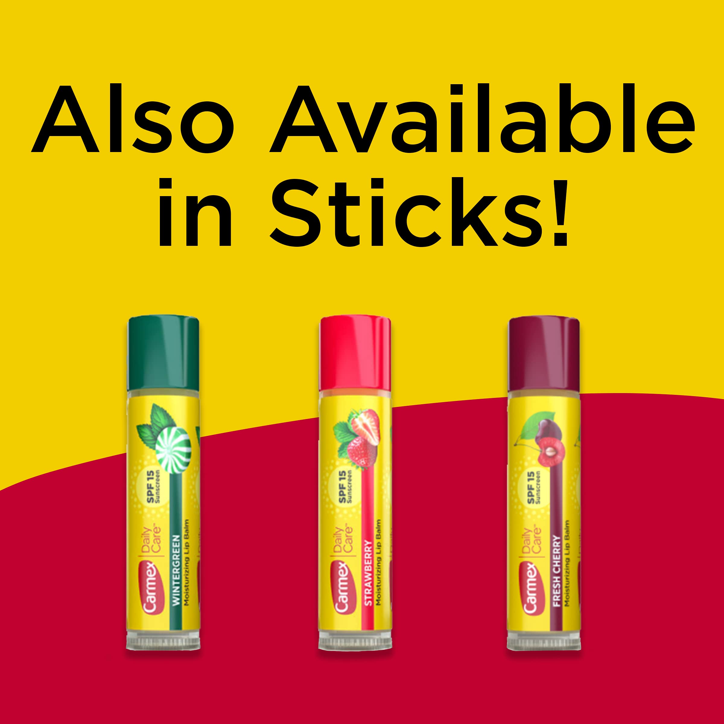 Carmex Daily Care Moisturizing Lip Balm Tubes with SPF, Fresh Cherry, Strawberry and Wintergreen Lip Balm Pack, 0.35 OZ - (3 Packs of 3)