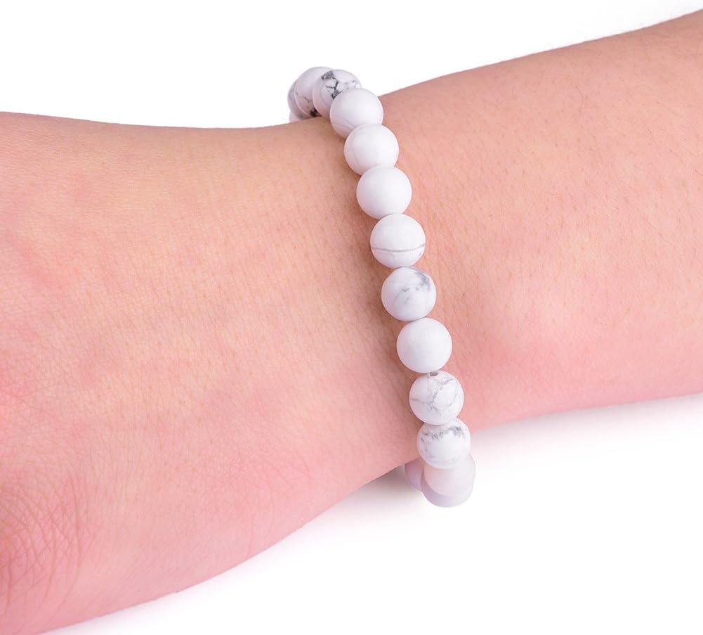 2 Pcs Couple Distance Relationship Bracelets Black Matte Agate & White Howlite Energy Beads Stone Ying Yang Balance Bracelet Banglet for Lovers Touch Bracelets Long Distance Relationship¡