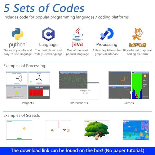 Freenove Projects Kit for Raspberry Pi 5 4 B 3 B+ 400 Zero 2 W, Simple Wiring, 860-Page Detailed Tutorial, Python C Java Scratch Processing Code, 132 Projects (Raspberry Pi NOT Included)