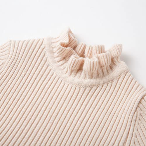 Curipeer Infant Toddler Girls Sweater Dresses Long Sleeve Ribbed Knit Pullover Ruffle Cozy Dress 4T