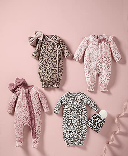 Mud Pie baby girls Mauve Leopard Sleeper and Headband, Leopard, 3-6 Months US