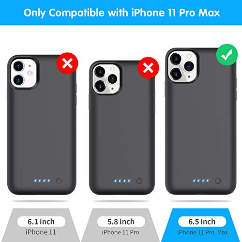 Battery Case for iPhone 11 Pro Max, 7800mAh Extended Portable Battery Pack Rechargeable Charging Case Smart Battery Case for iPhone 11 Pro Max External Battery Cover 6.5 inch Charging Case - Black