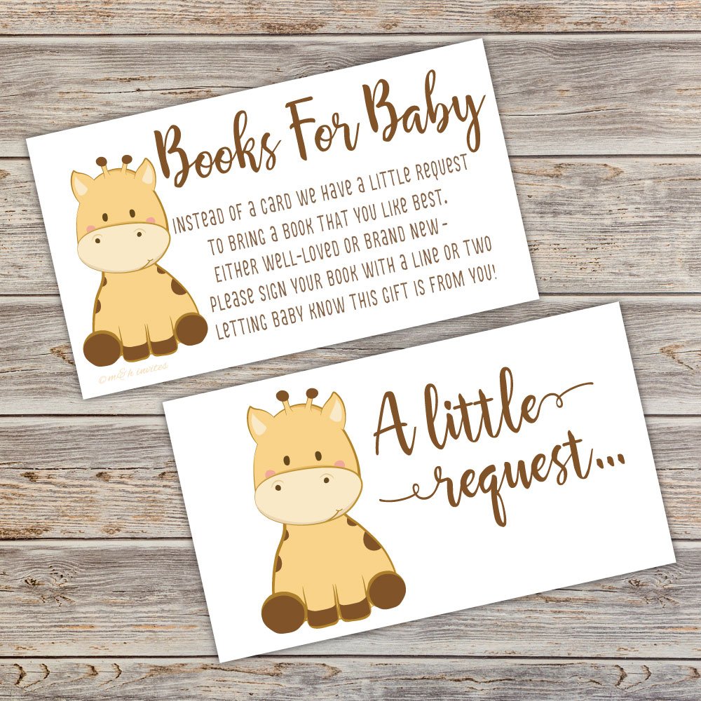 50 Giraffe Books for Baby Shower Request Cards - Baby Shower Invitation Inserts