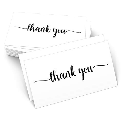 321Done Thank You Notecards Small (Set of 50) Business Card Size 3.5" x 2" - For Gifts, Parties, Weddings, and Any Occasion- Made in USA - White