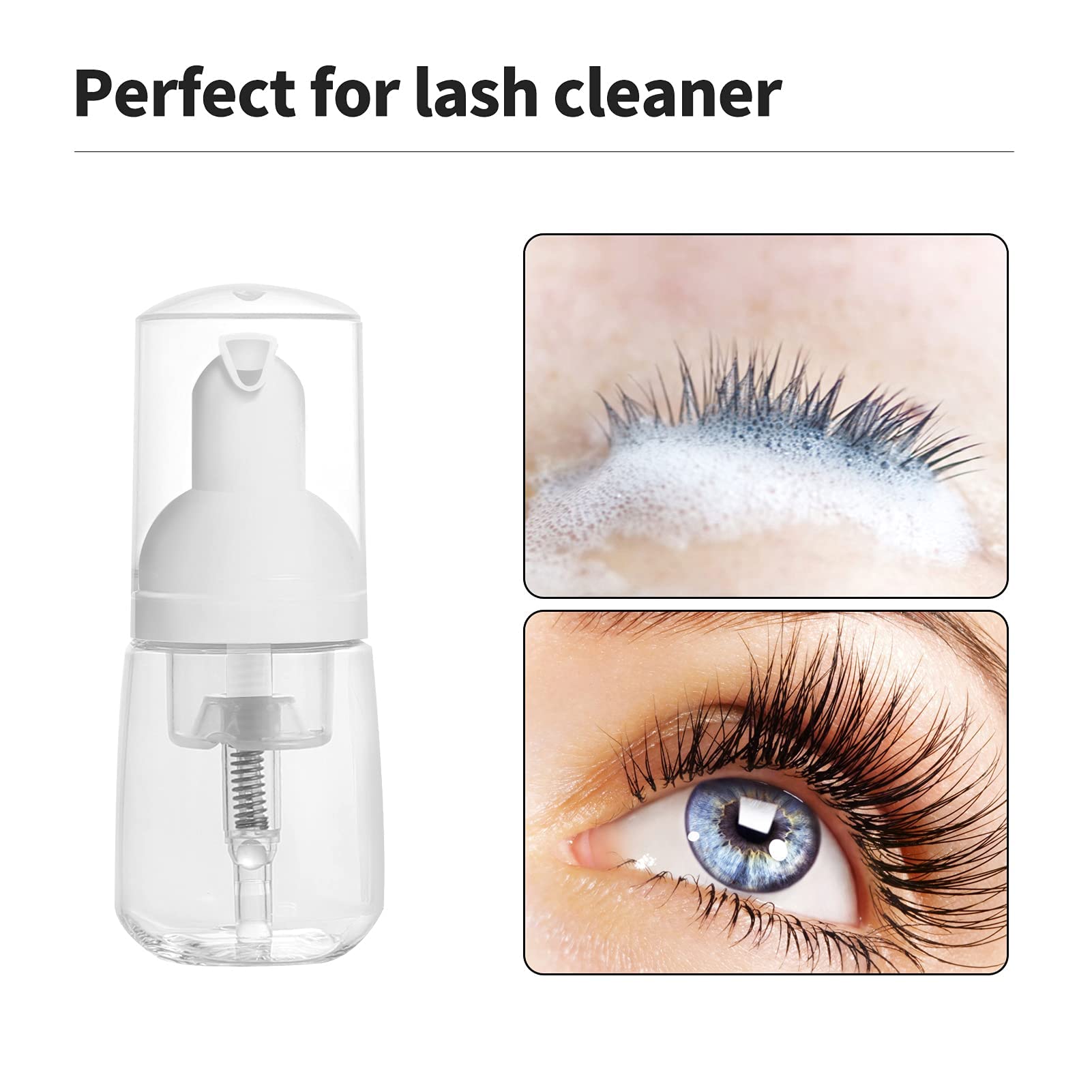 LONGWAY 1 oz Foam Pump Bottle(15PCS) Foaming Travel Pump Bottle for Lash Shampoo, Prolong Lash Cleanser,Hand Soap (30ml, Clear)