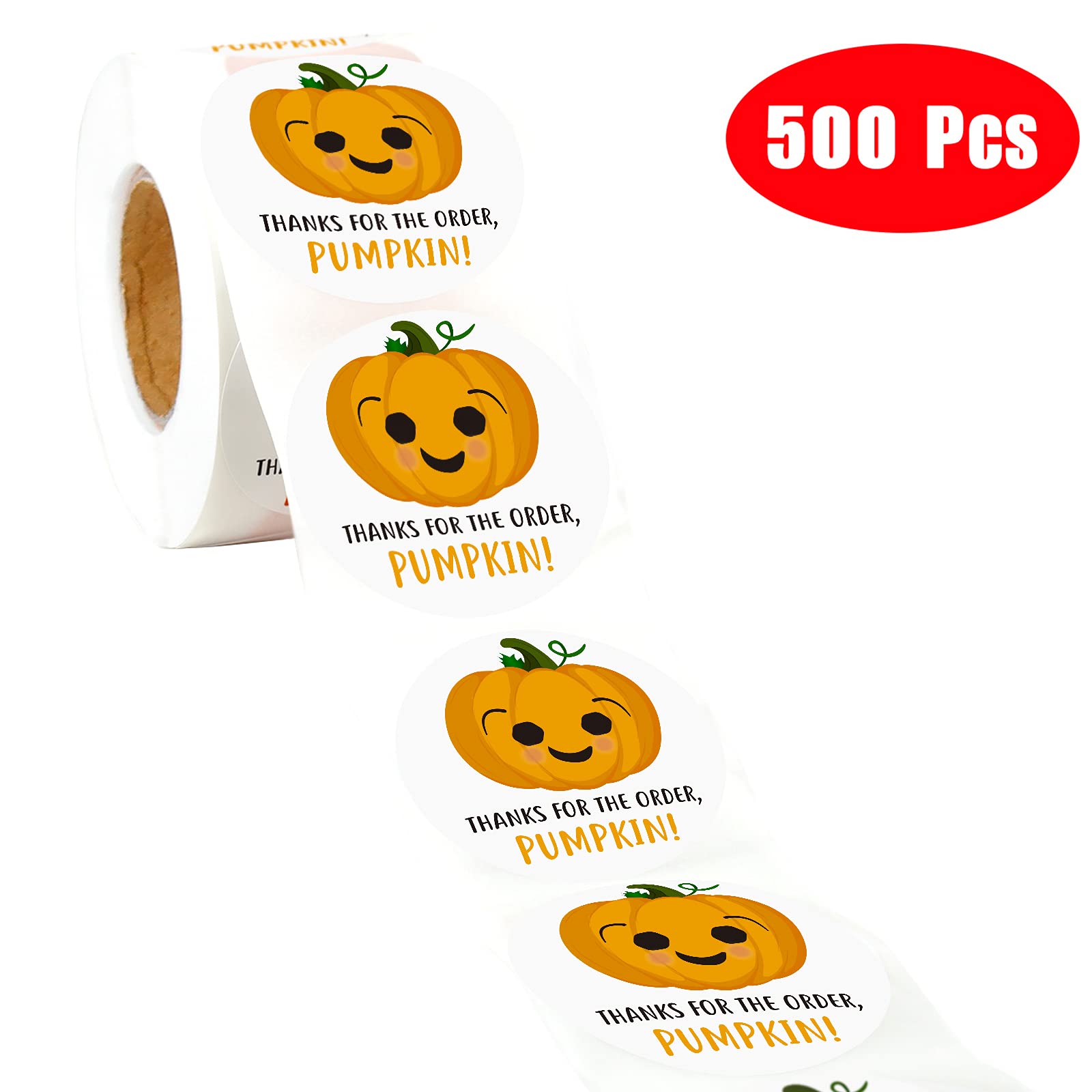 WRAPAHOLIC Gift Stickers - Jack-O-Lantern Design Sticker, Thank You Business Stickers for Holiday/Party Decoration and Gift Wrap - 2 x 2 Inch 500 Total Labels