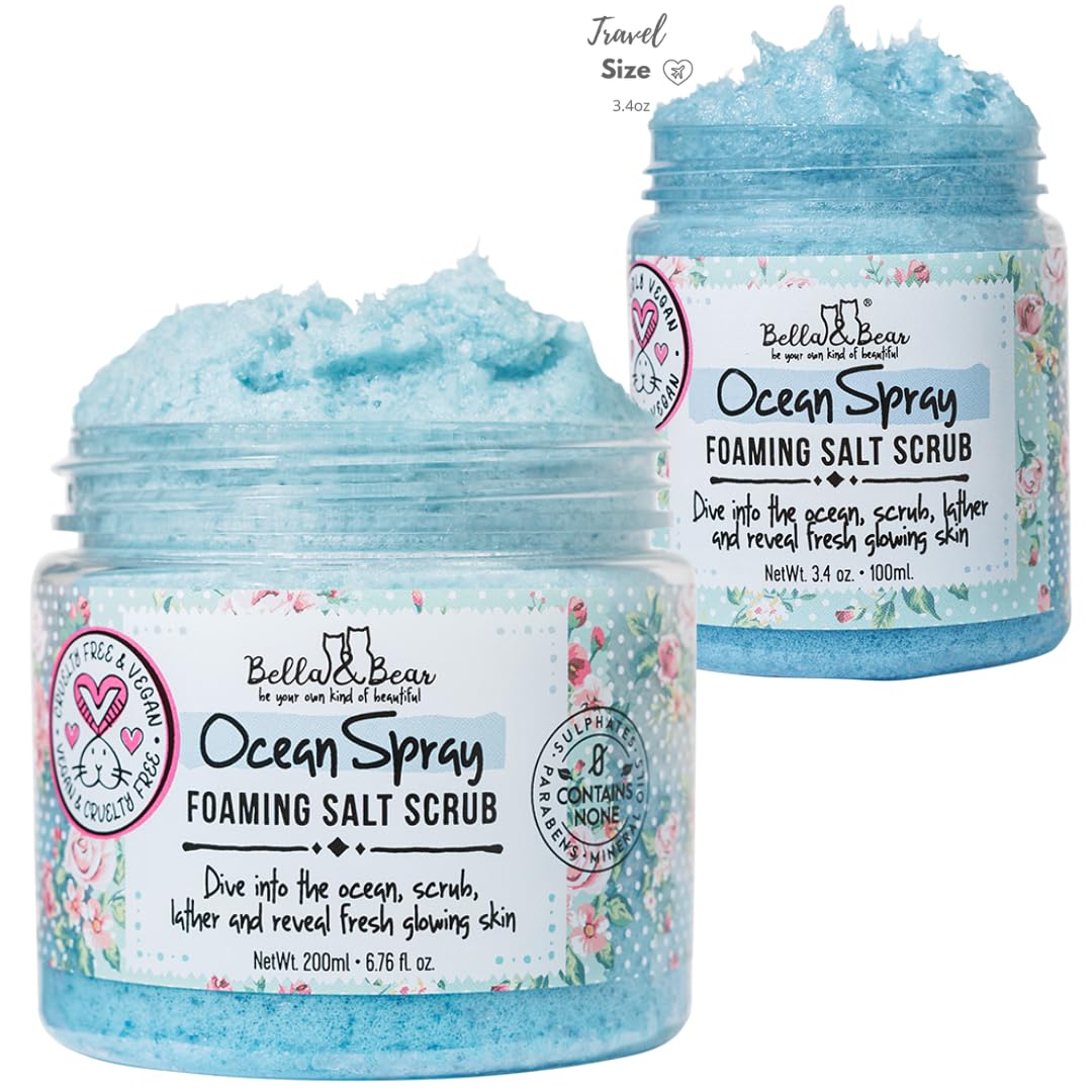 Bella & Bear Ocean Spray Scrub, No Sulphates, Parabens, No Harmful Chemicals, Cruelty-Free, Vegan-Friendly, Exfoliating, 6.7oz