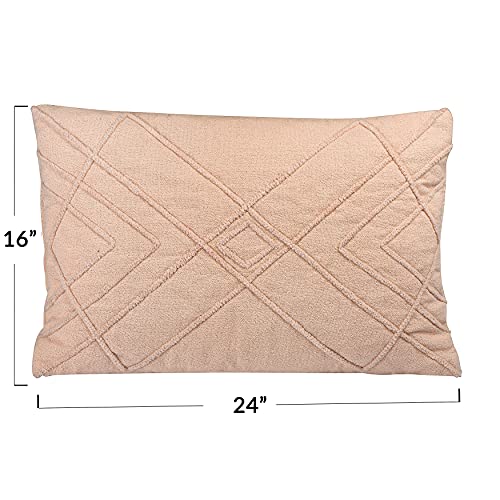 Main + Mesa Embroidered Cotton Geometric Lumbar Pillow, Blush