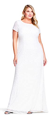 Adrianna Papell Women's Scooped Back Long Dress, Ivory, 20