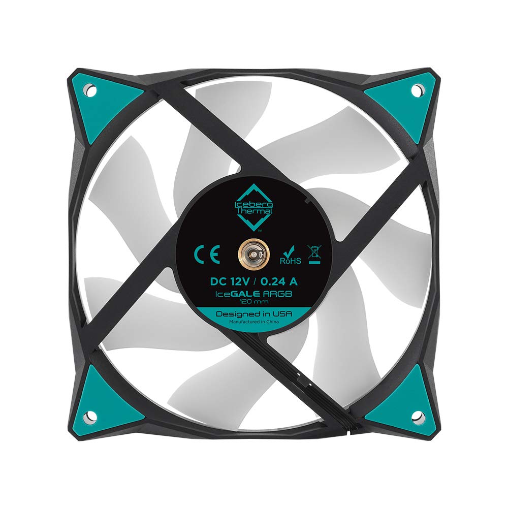 Iceberg Thermal IceGALE Addressable RGB 120mm PWM Dual Ball Bearing ARGB Case Fan ((3-Pack) Black)