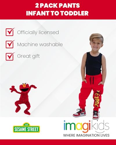 Sesame Street Elmo & Friends Baby Boys Fleece 2 Pack Jogger Pants 18 Months Black/Red