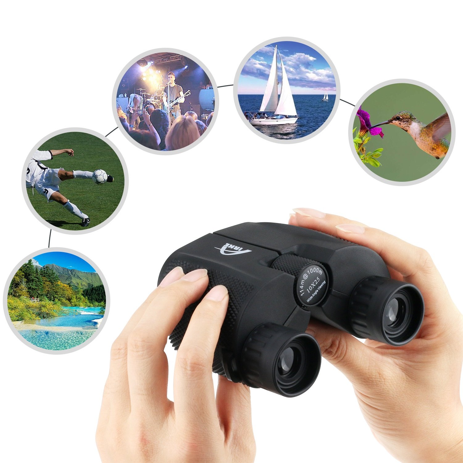 10x25 Folding High Powered Binoculars with Weak Light Night Vision Clear Bird Watching Great for Outdoor Sports Games and Concerts Binocular