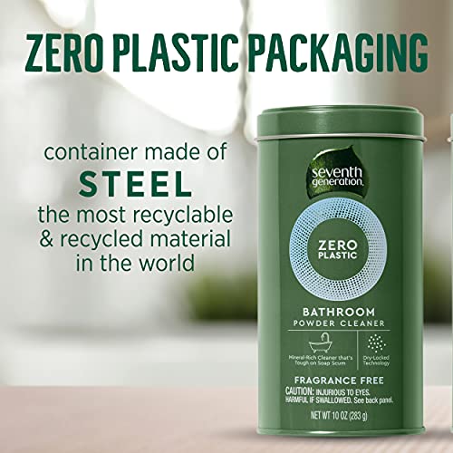 Seventh Generation Zero Plastic Bathroom Cleaner Powder, Fragrance Free, Unscented, 10 Oz