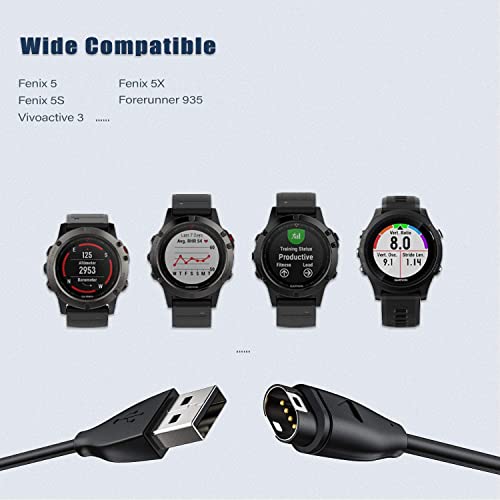 Mellbree 2-Pack Charging Cable Compatible for Garmin Watch, 3-Feet USB Charger Cable Data Transfer for Garmin Fenix 5 5 Plus 5X 5X Plus 5S 5S Plus 6 6X 6 Forerunner 935 Vivoactive 3 etc Charging Cord
