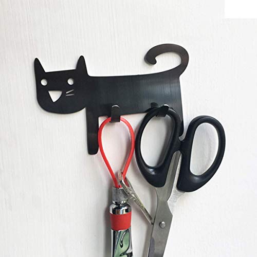 DPOWERFUL 3 Pcs Towel Hook Self-Adhesive Bath Robe Hook 2 Hooks Creative Cat Deco Wall Hooks Stainless Steel Towel Rack Coat Hooks for Bathroom Kitchen