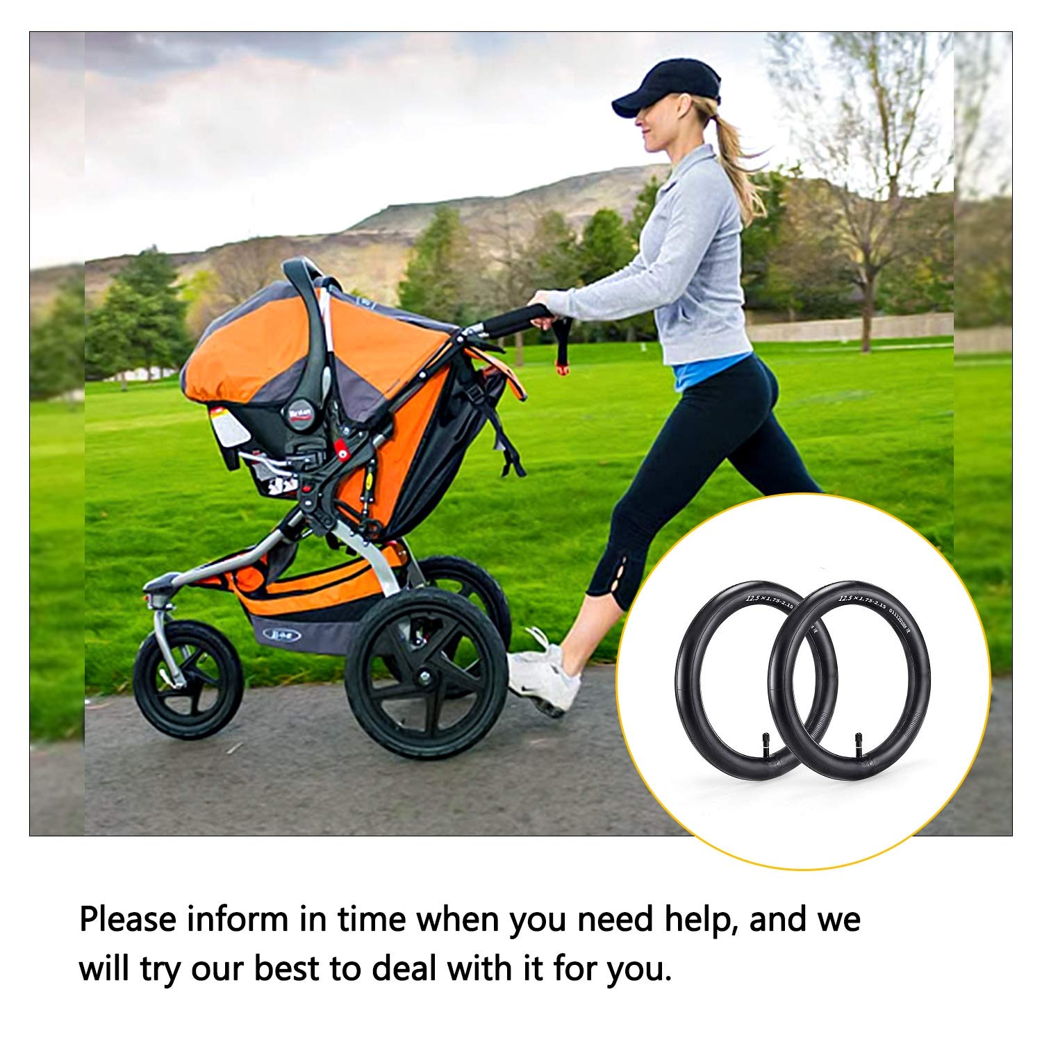 Cenipar 12.5x1.75/2.15'' Inner Tire Tubes,Premium Explosion Proof Front Wheel Replacement Tire Inner Tubes for All BOB Revolution, Royalbaby, and More Strollers, Pack of Two