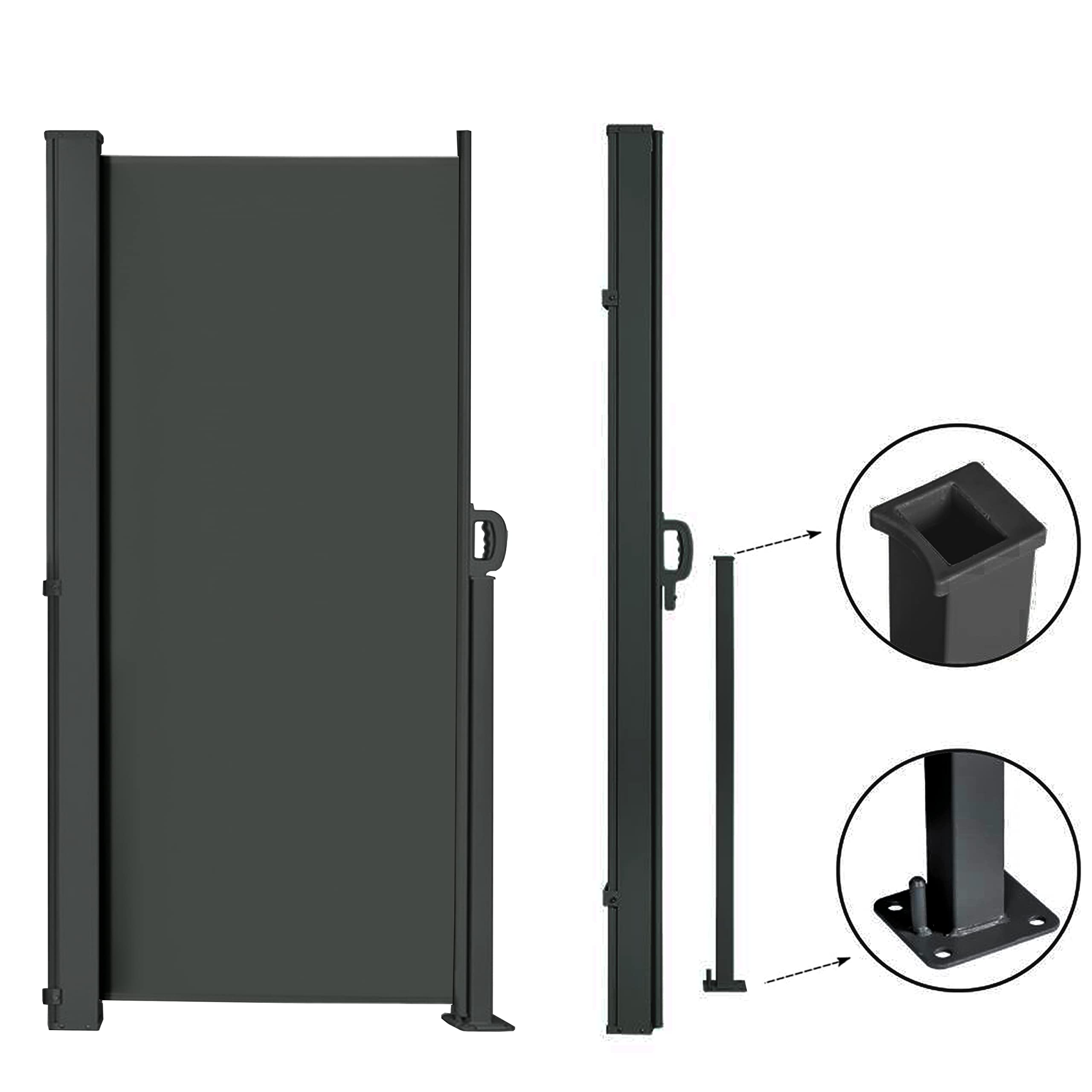 145" x 72" Retractable Side Awning,Waterproof & UV-Resistant,Folding Privacy Screen Room Divider Roll Up Balcony(Gray)