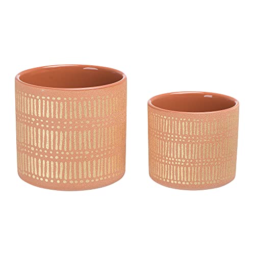 Main + Mesa Stoneware Pots with Gold Pattern, Set of 2